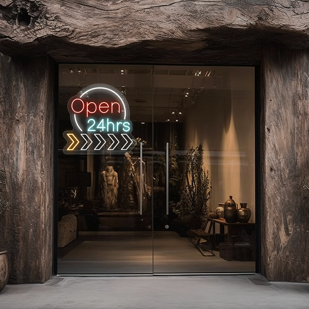 Open 24 Hrs Animated Sign – MEON NEON
